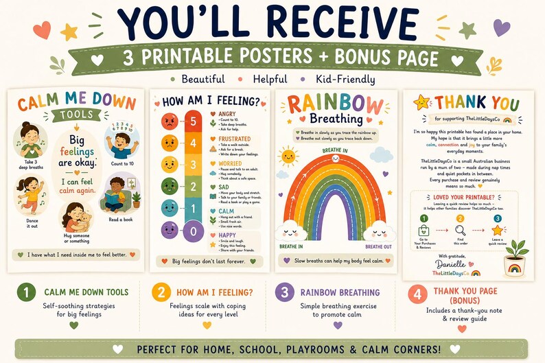 Kids Emotional Regulation Posters | Feelings Chart, Breathing Tools ...