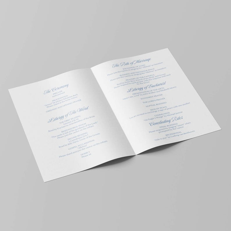 Catholic Bifold Wedding Program Template | Church Wedding Mass | Folded ...