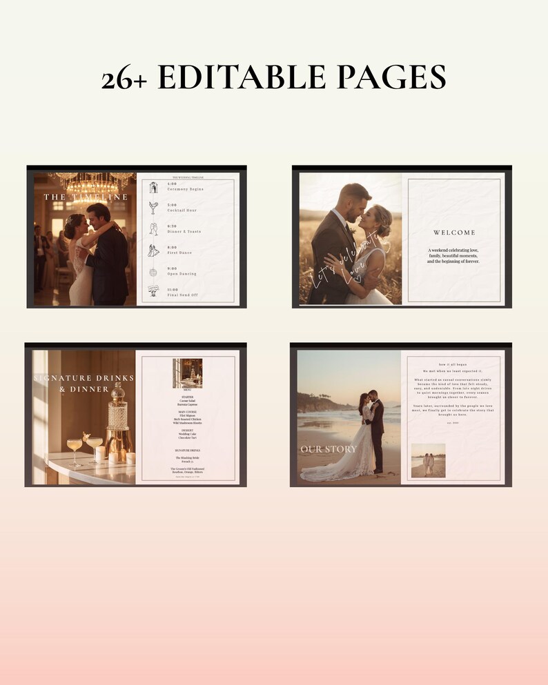Modern Wedding Magazine Program Template, Vogue-inspired Ceremony ...