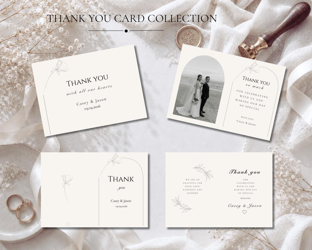 Wedding Thank You Card | Editable Template | Modern Wedding Stationery ...