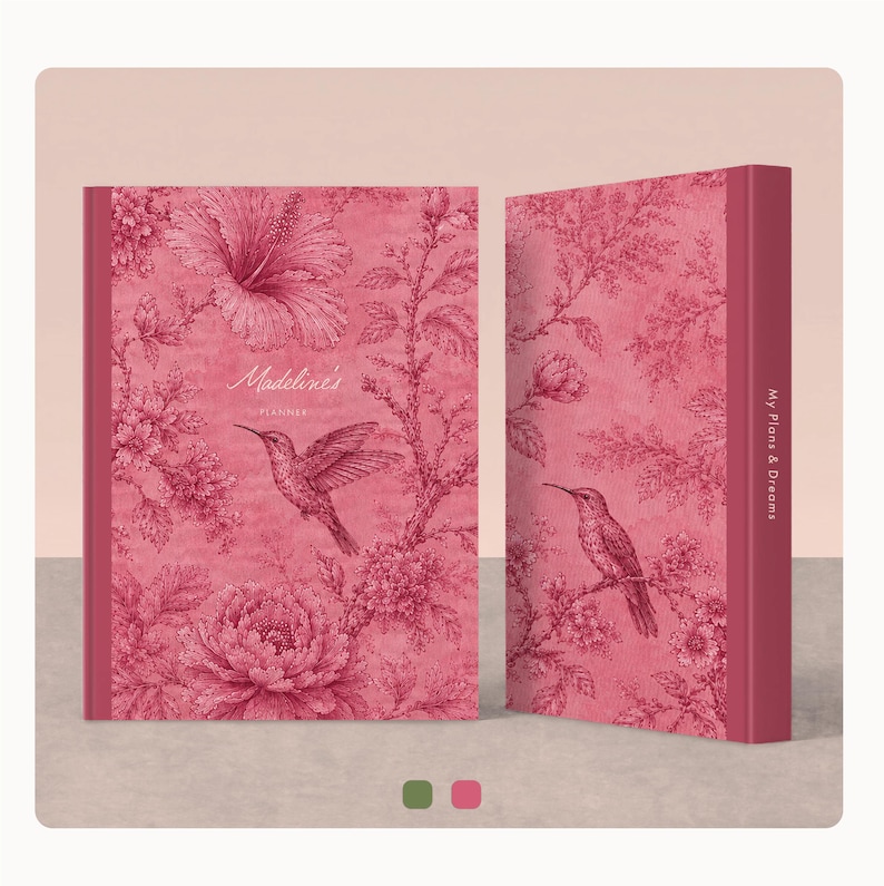 2026-2027 Personalized Planner, Hummingbird Floral Cover, Custom Daily ...