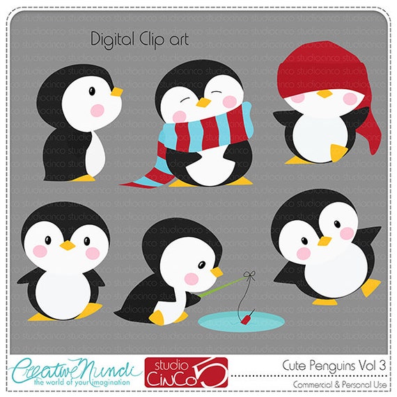 Cute Penguins Cliparts Vol 3 Digital Clip Art Commercial | Etsy