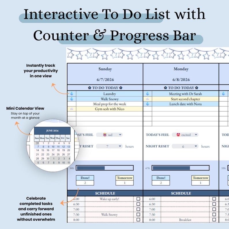 Ultimate Daily and Weekly Digital Planner Google Spreadsheet| Mood ...