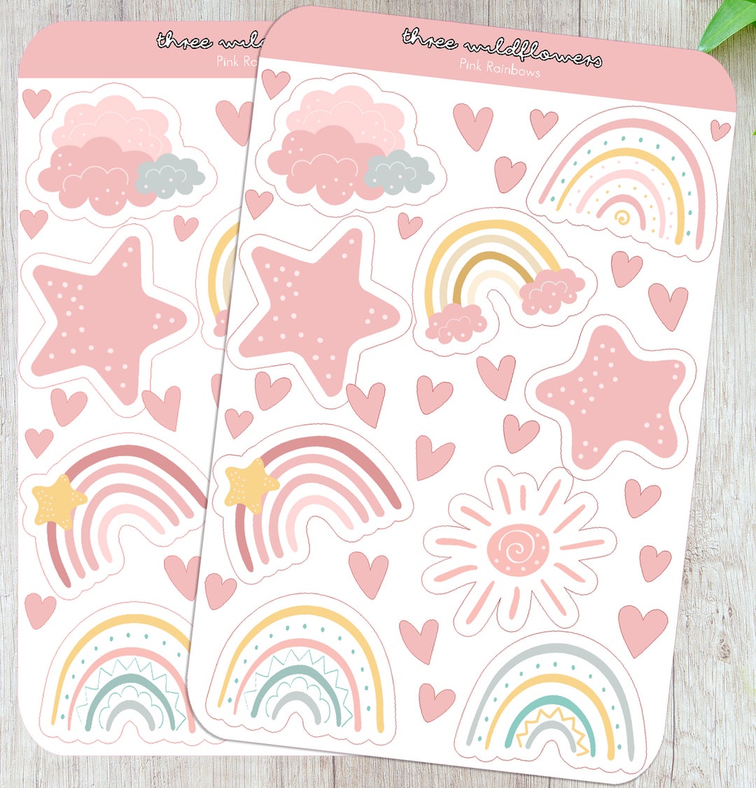 Pink Rainbow Sticker Sheet - Etsy