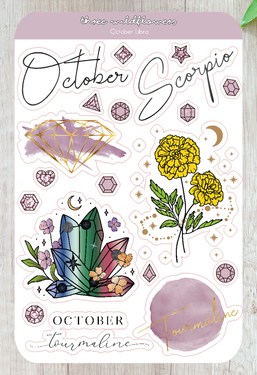 October Scorpio Stickers - October Birthday Sticker - Marigold Glory ...