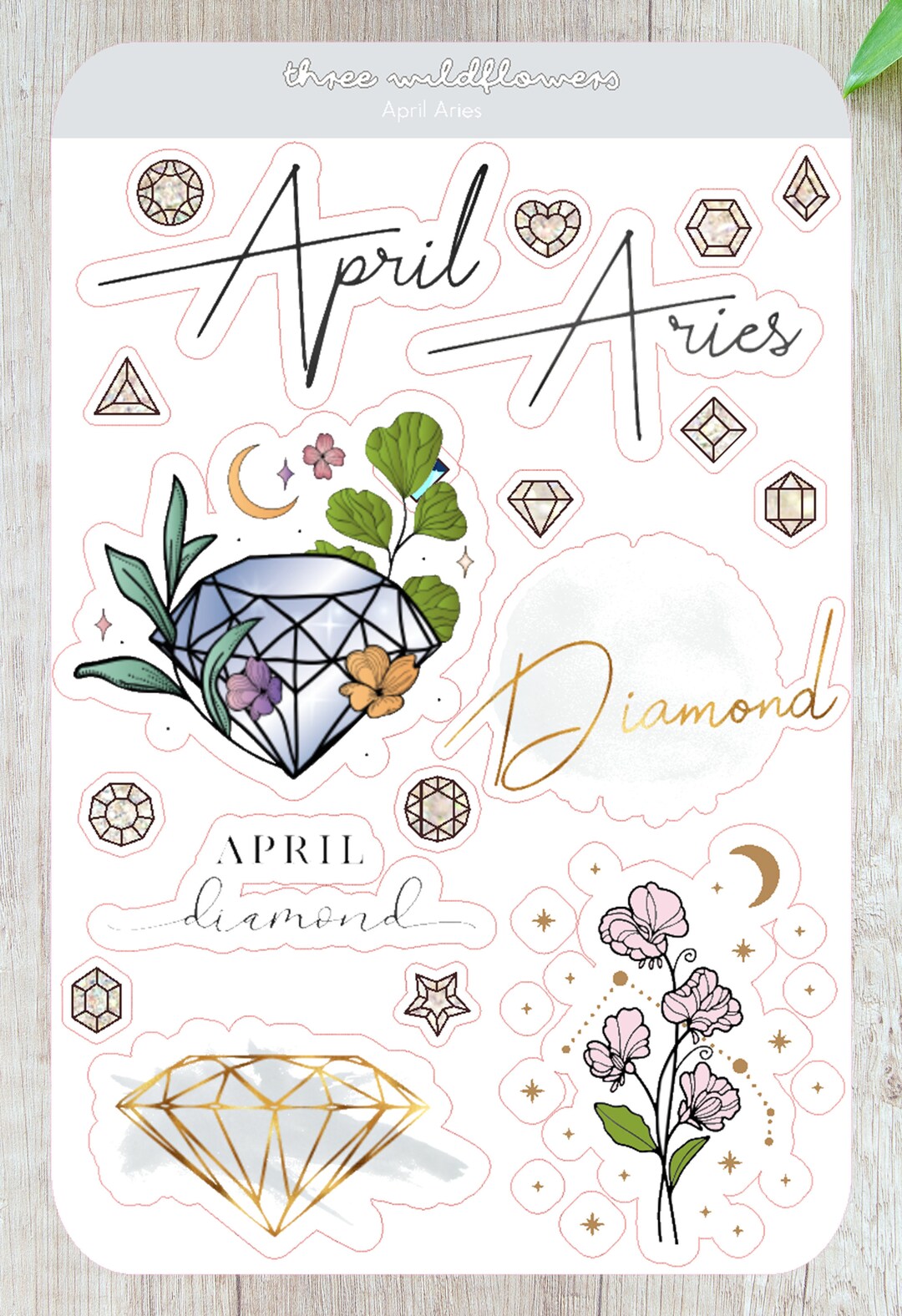 April Aries Stickers - April Birthday Sticker - Sweet Pea Stickers ...