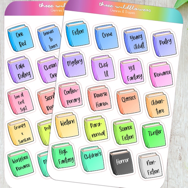 Book Genre Stickers - Etsy