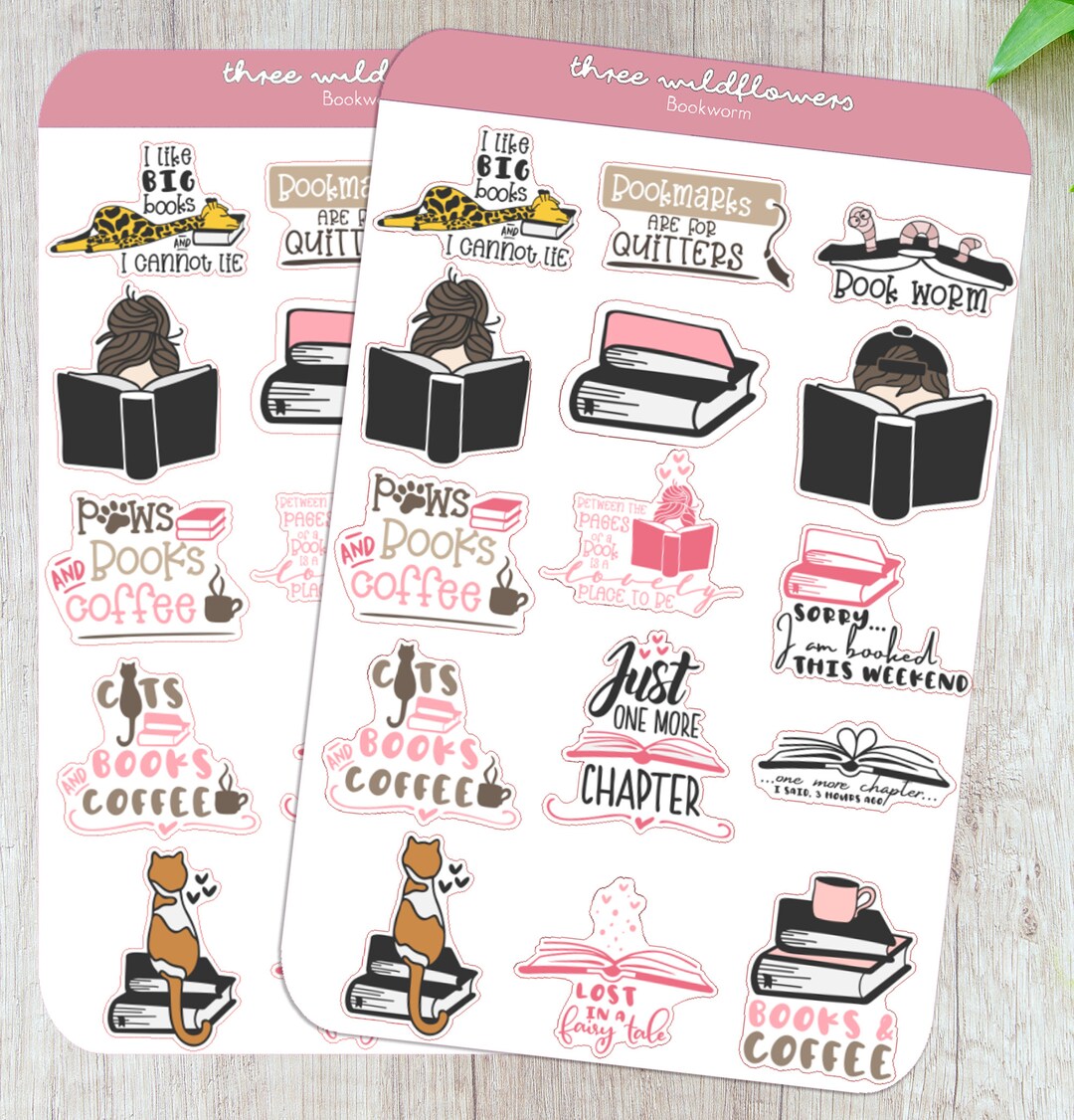 Reading Sticker Sheet, Bookish Stickers, Bookworm Stickers - Etsy