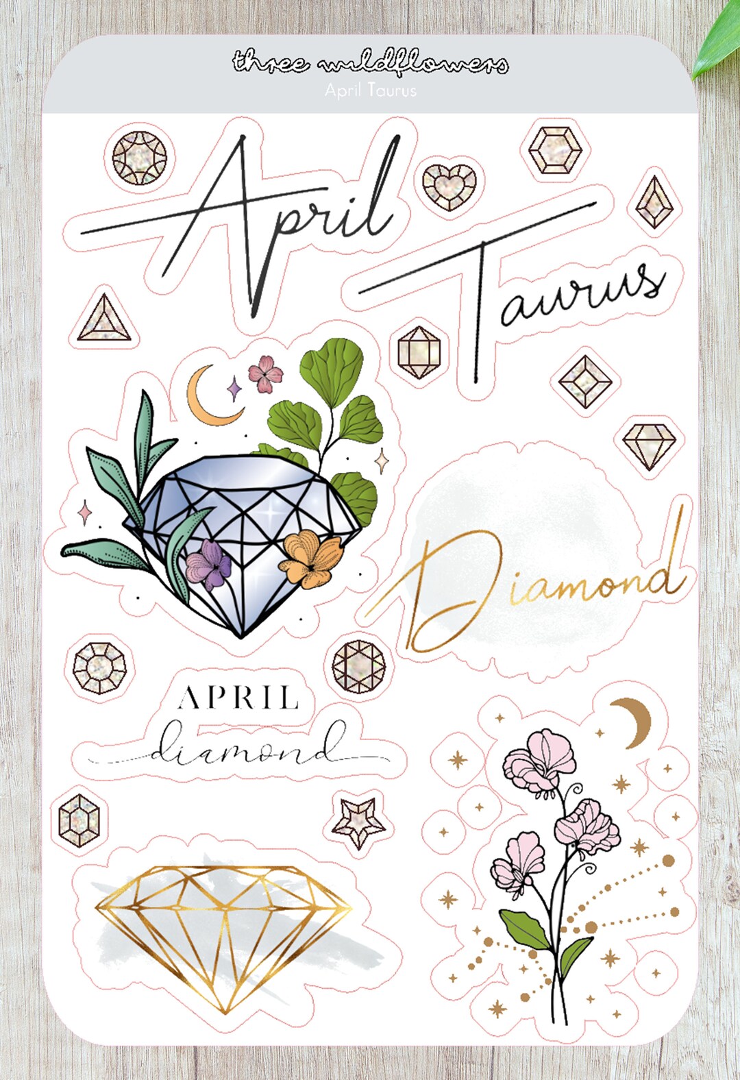 April Taurus Stickers - April Birthday Sticker - Sweet Pea Stickers ...
