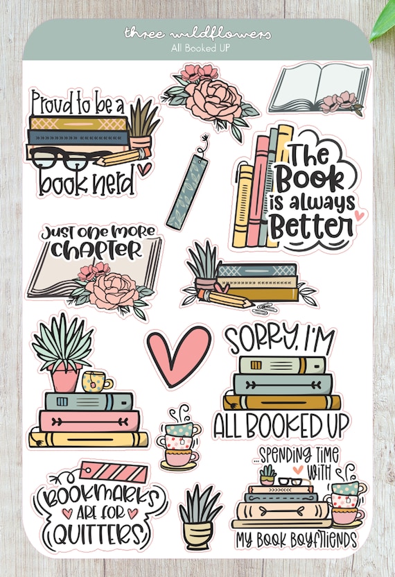 Reading Book Stickers 50 PCS Reading Book Laptop Stickers,Gift For