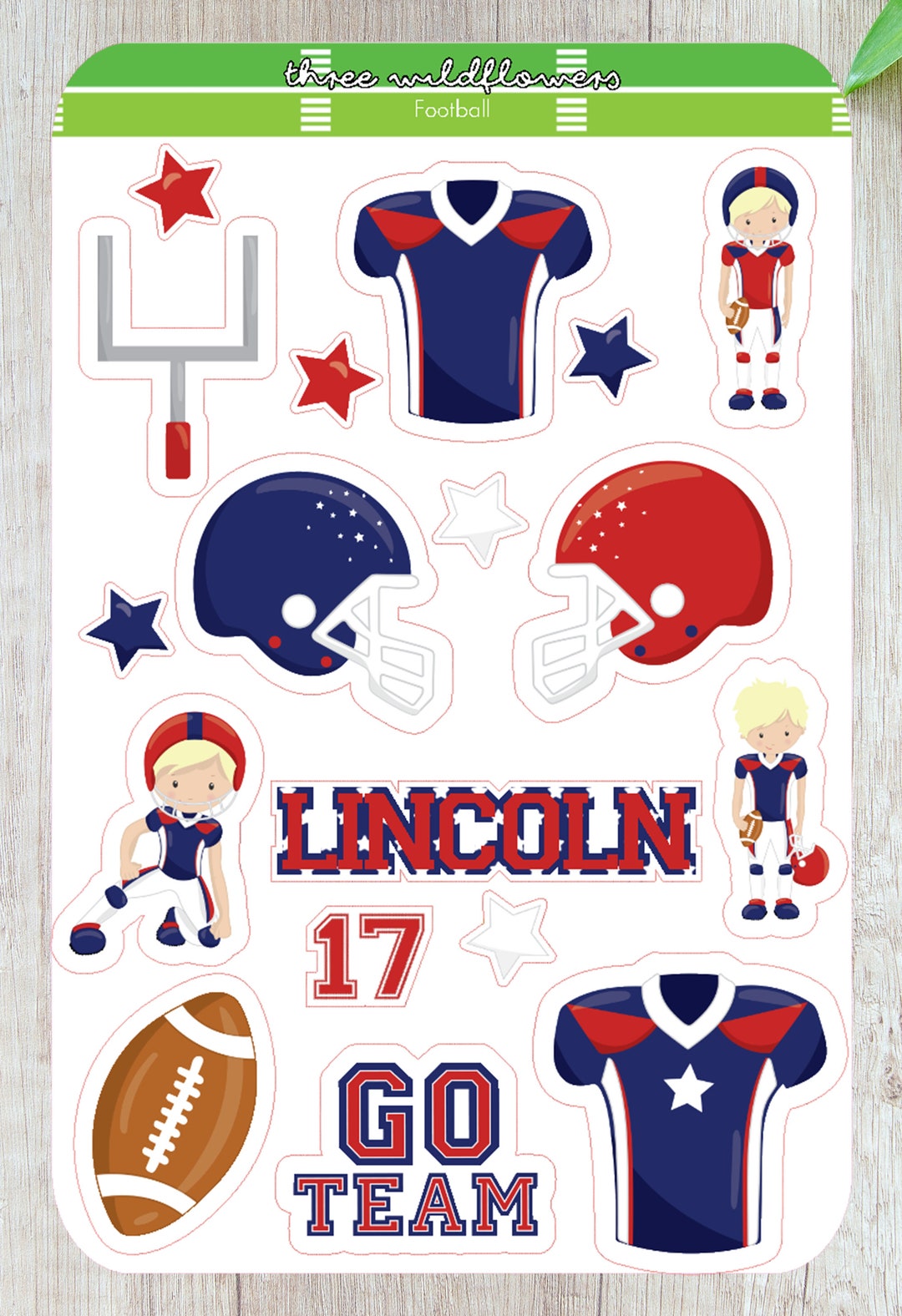 Football Sticker Sheet, Personalized Football Stickers - Etsy