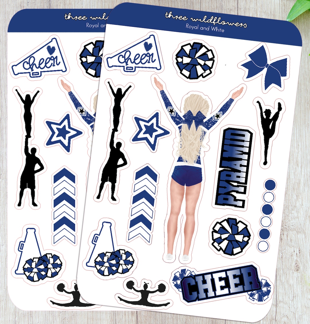 Cheerleader Sticker Sheet Royal Blue and White School Team Colors - Etsy