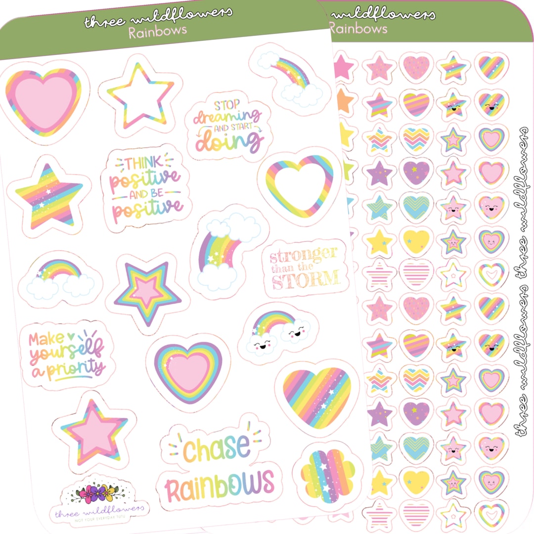Rainbow Planner Stickers - Motivational Stickers - Etsy