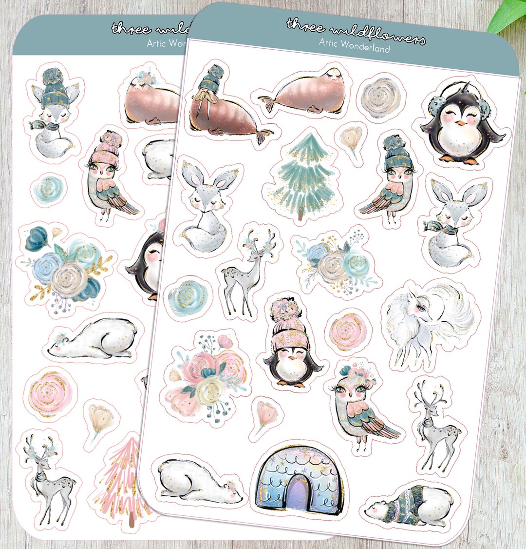 Artic Winter Wonderland Sticker Sheet - Etsy