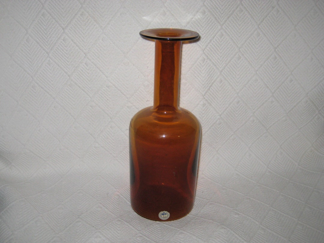 Vintage Kastrup Holmgaard MCM Dutch Amber Art Glass Vase Made in ...