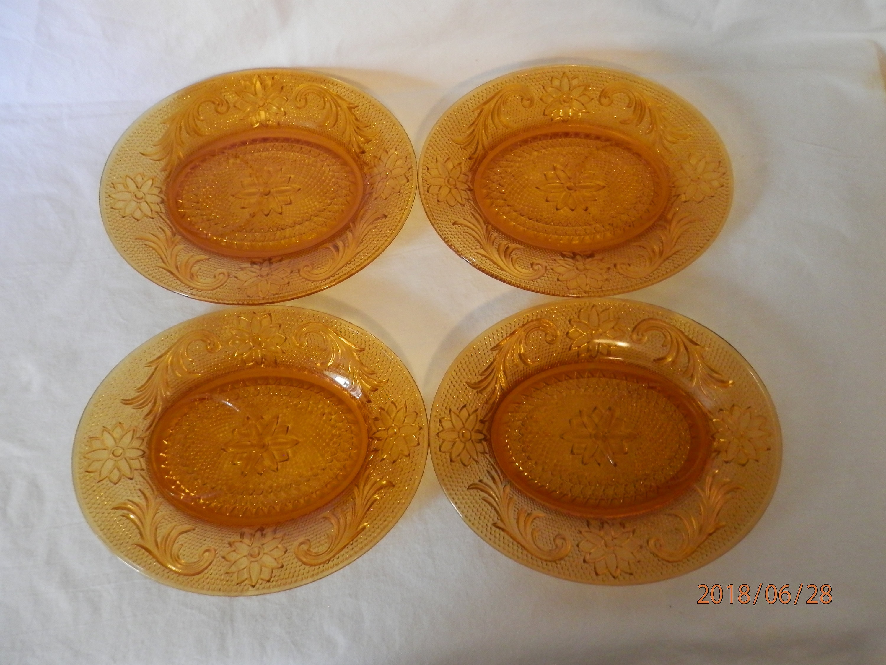 Indiana Tiara Amber Glass Snack Set Oval Plates and Cups 4 | Etsy