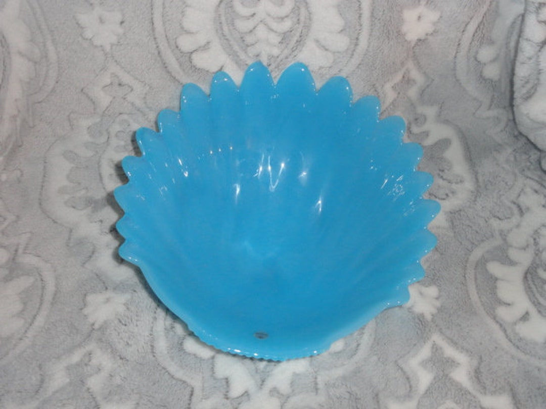 Vintage Large Sky Blue Fenton Footed Shell Dish - Etsy
