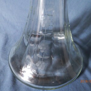 Colony Hand Made Crystal Vase Romania Etched Flower and Leaf Pattern ...