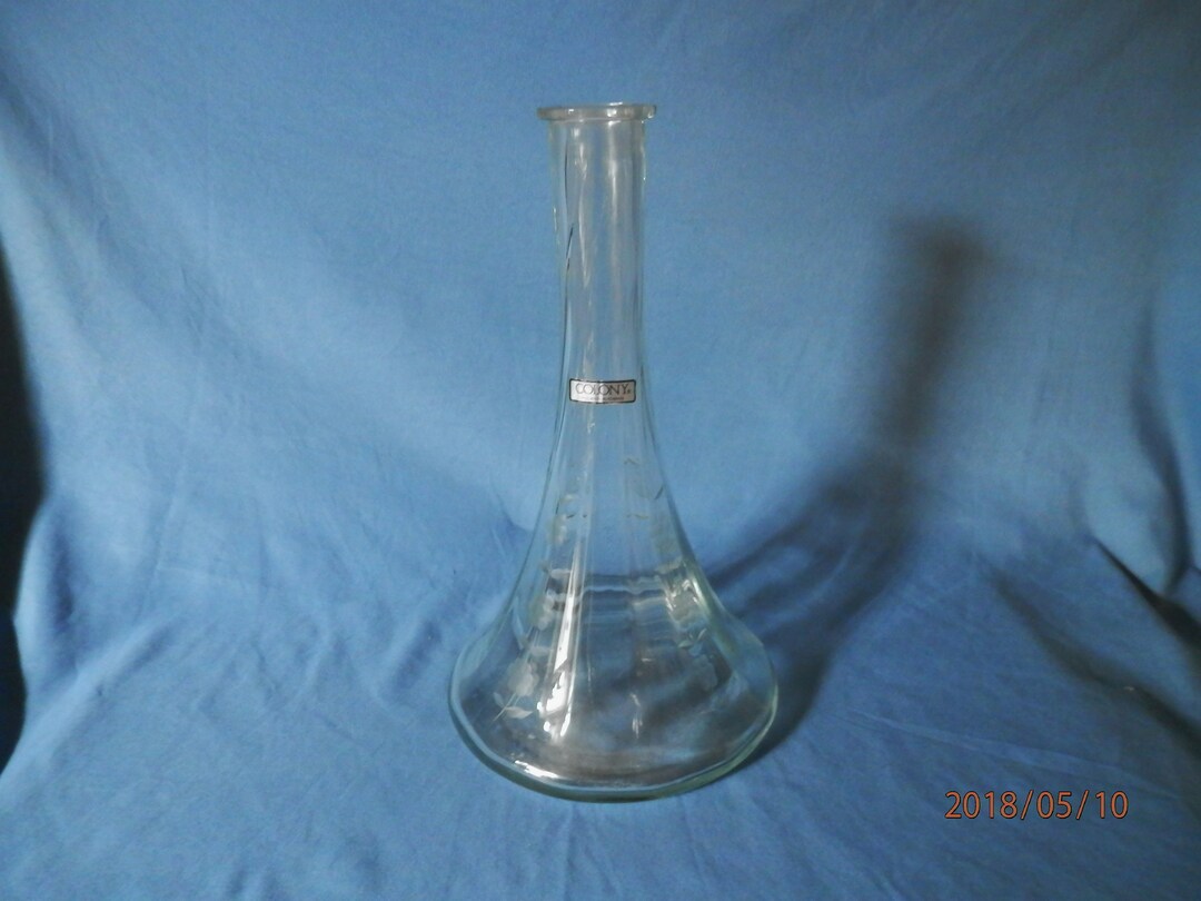 Colony Hand Made Crystal Vase Romania Etched Flower and Leaf Pattern ...