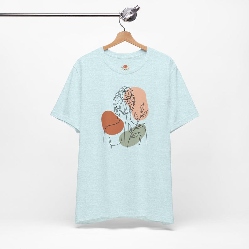 Minimalist Line Art Woman Shirt, Botanical Abstract Floral Tee, Earth ...