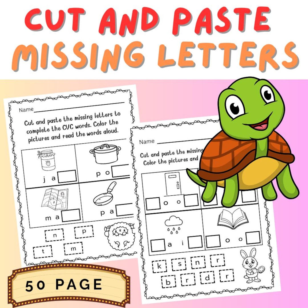 Cut and Paste Missing Letters | Alphabet Worksheets for Preschool ...