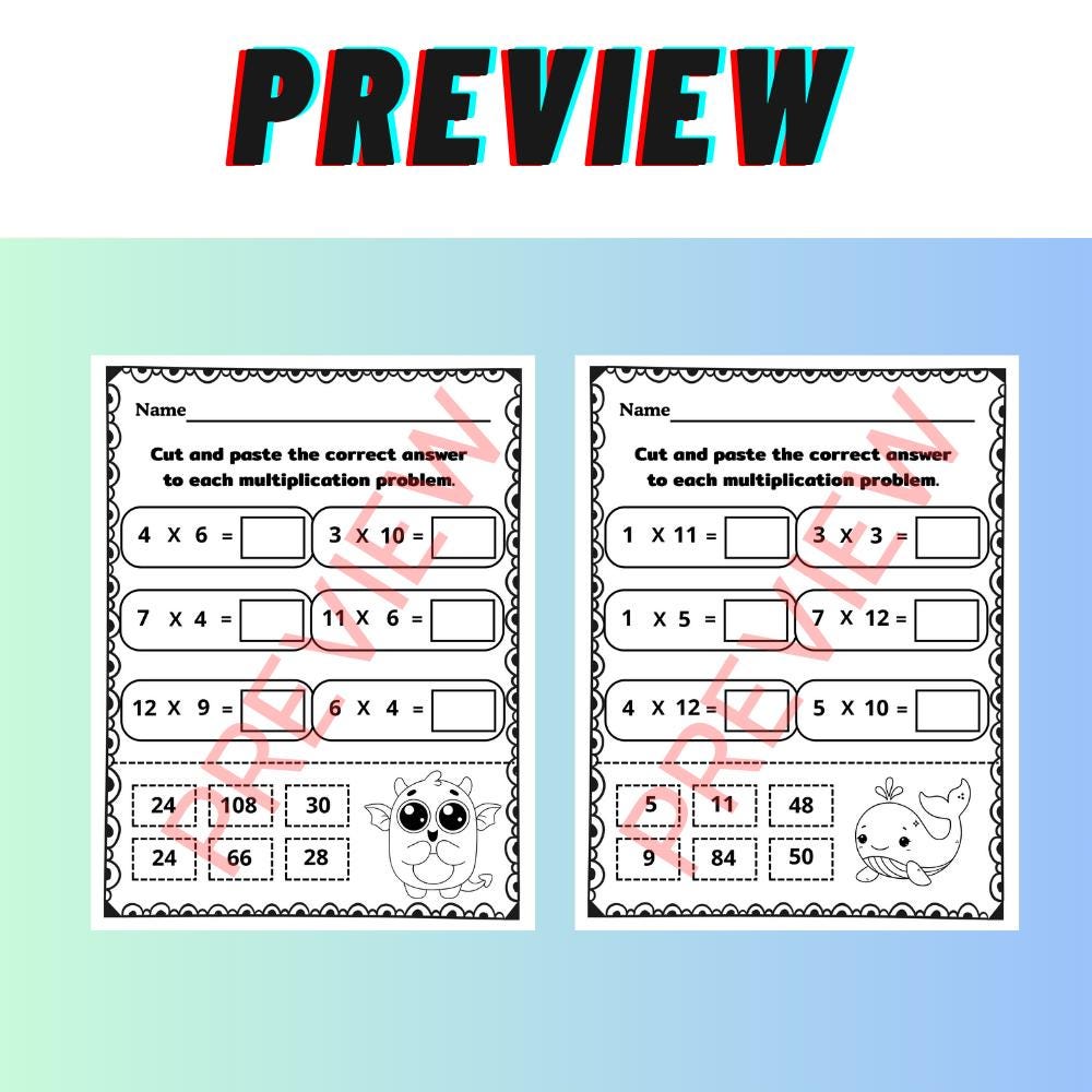 Multiplication Cut and Paste Worksheets | 210 Multiplication Questions ...