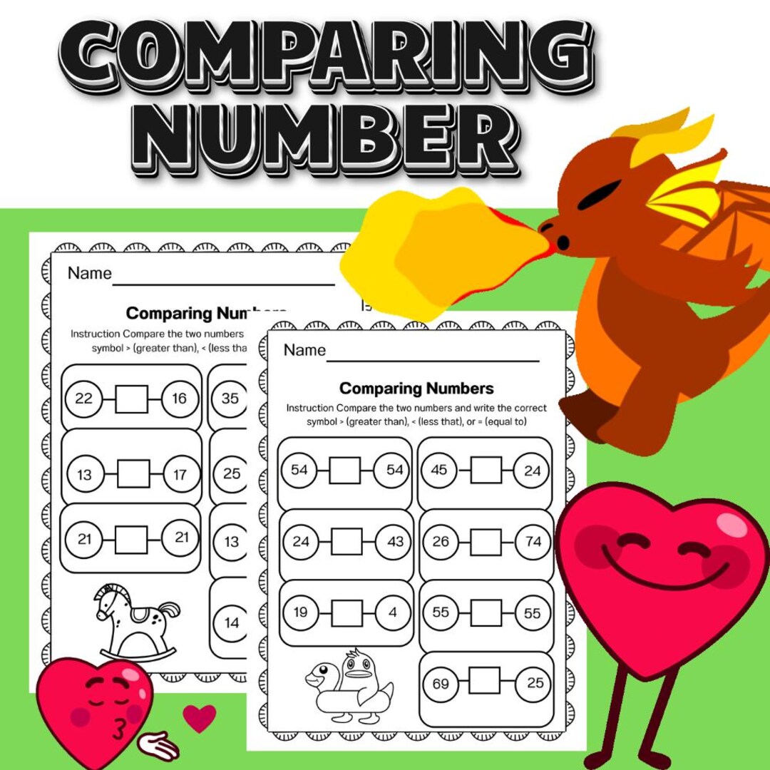 Comparing Number Worksheets , Coloring Pages - Etsy