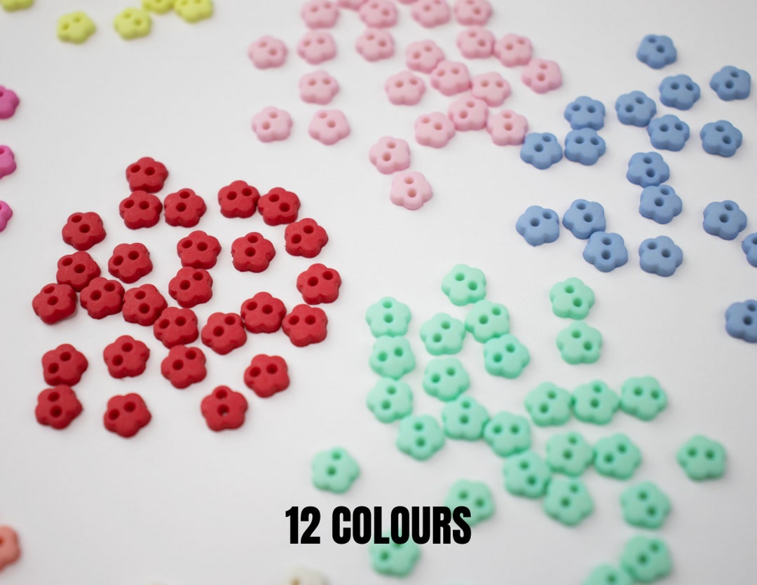 Mini Flower Buttons 6mm for Dolls. 10 Pc Different Colors. Miniature ...
