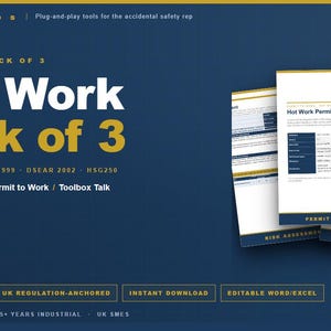 Hot Work Risk Assessment, Permit, Toolbox Talk Pack (instant Download ...