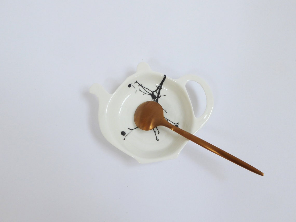 Twig Bone China Tea Bag Tidy London Plane Tree Teaspoon - Etsy