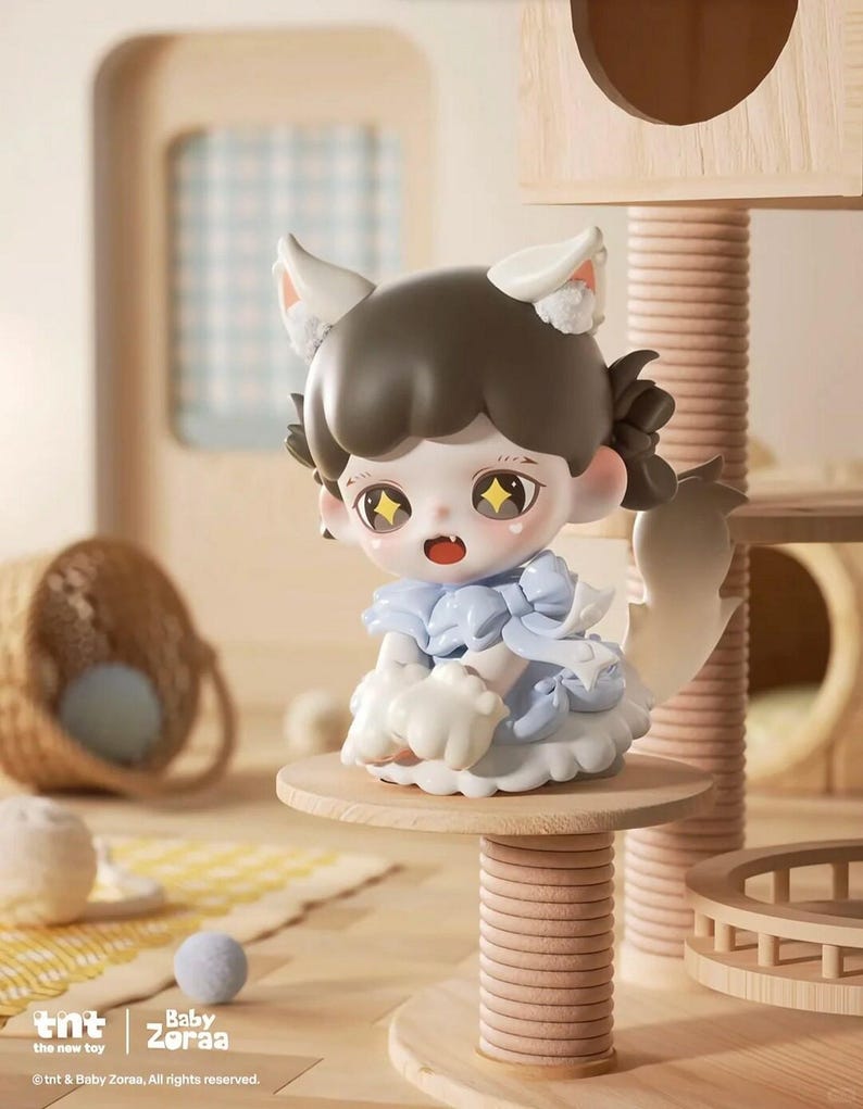 TNTSPACE Zoraa Cat Mini Figure Blind Box, Kawaii Girl Collectible Toy ...