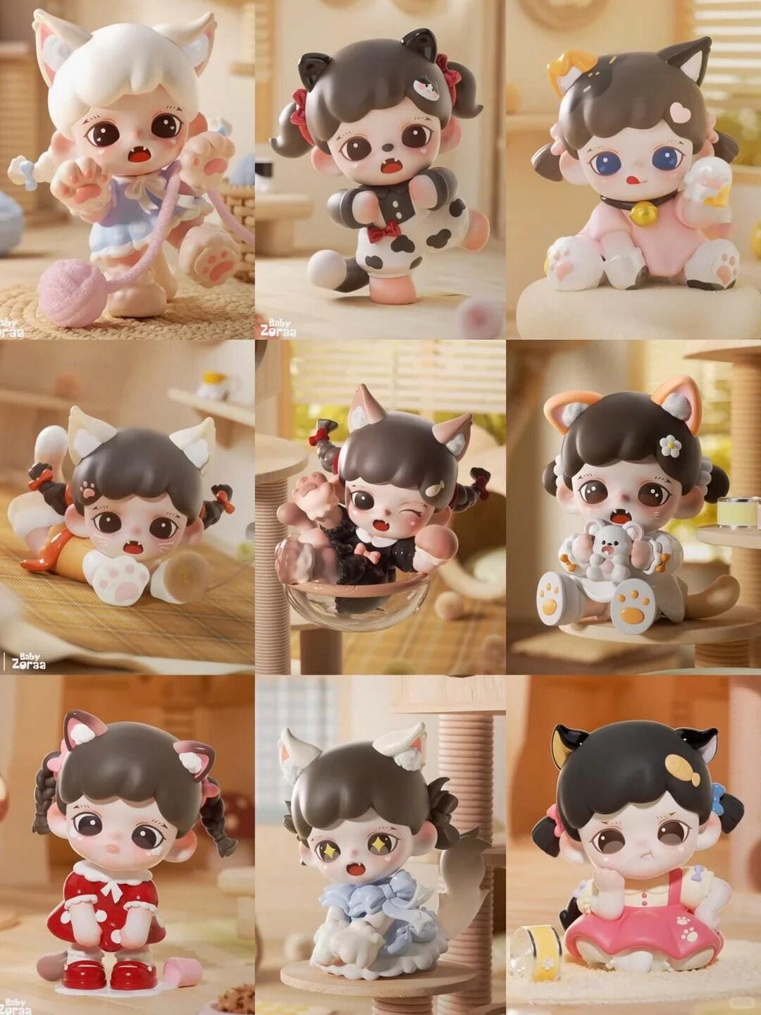 TNTSPACE Zoraa Cat Mini Figure Blind Box, Kawaii Girl Collectible Toy ...