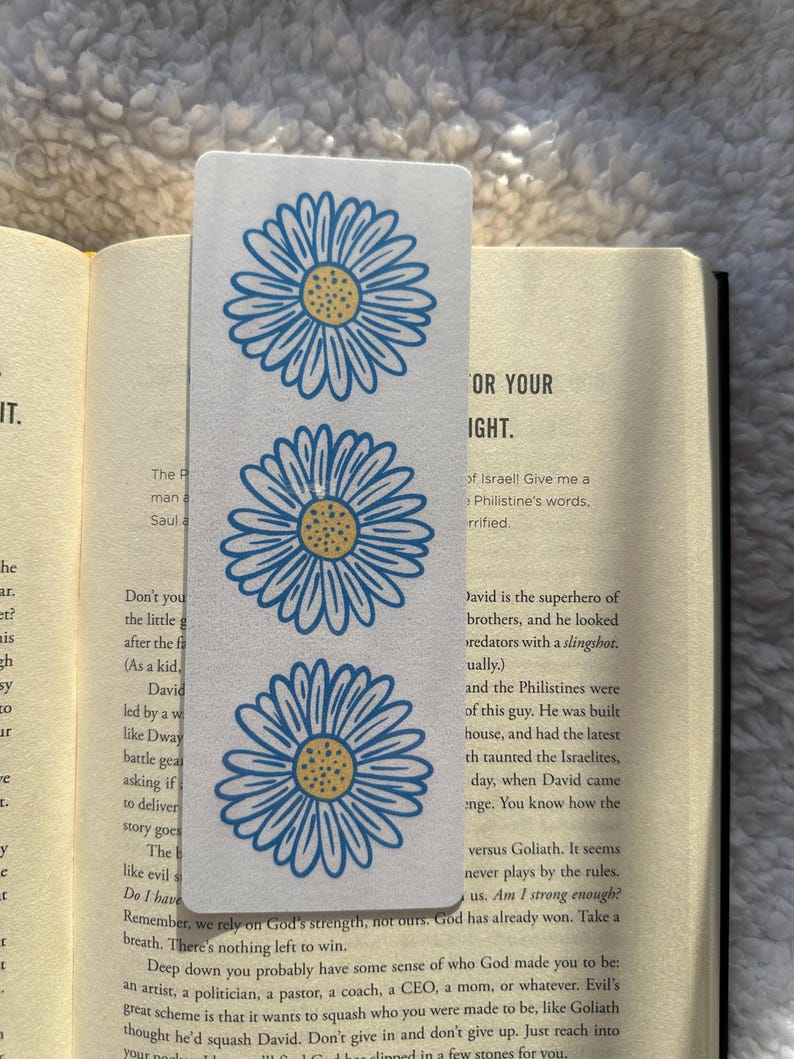 Navy Blue Daisy Lemon Bunny Bookmarks, Double-sided Cardstock Page ...