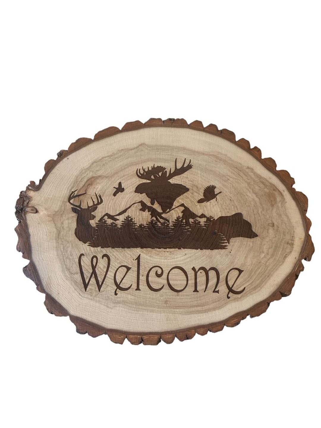 Welcome" Engraved on a Beautiful Wood Slice 9"-11" Diameter X 1" Thick ...