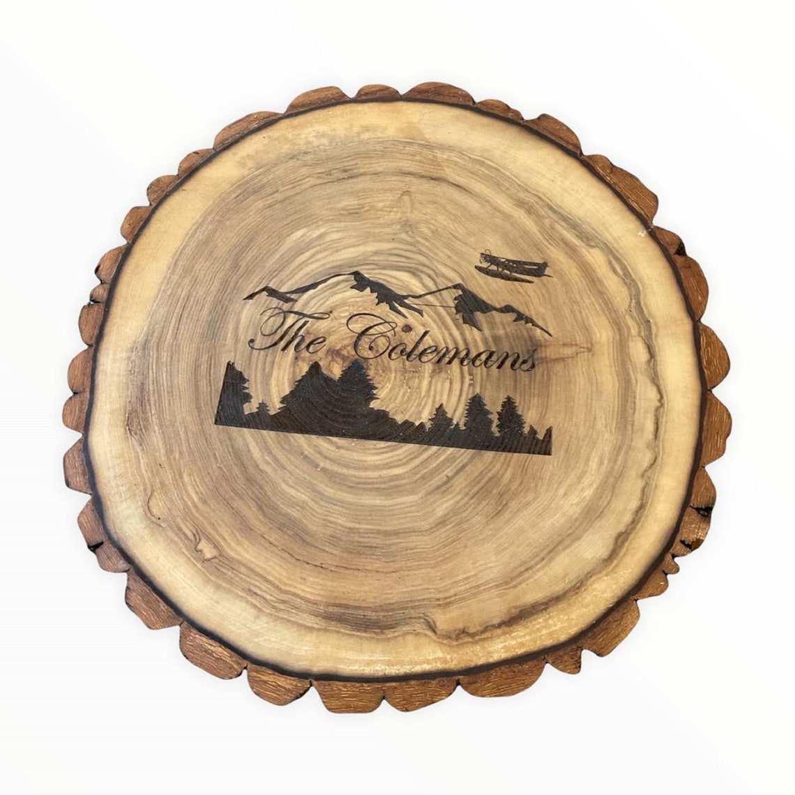 Rustic Lazy Susan Log Slice With Bark Turn Table With Smooth - Etsy