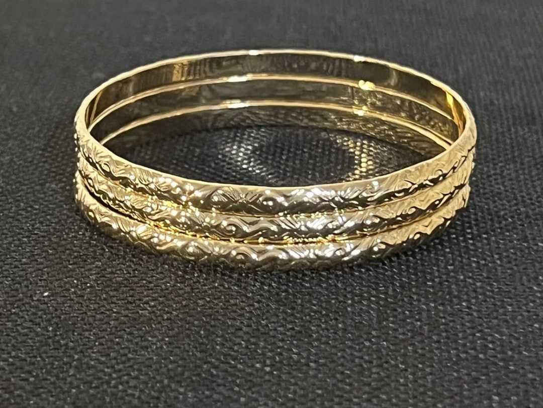14k Gold Filled Fine All Women Jewelry Accessories Bangles Lot 3 SZ 6.5 - 7 -8 Wedding ...