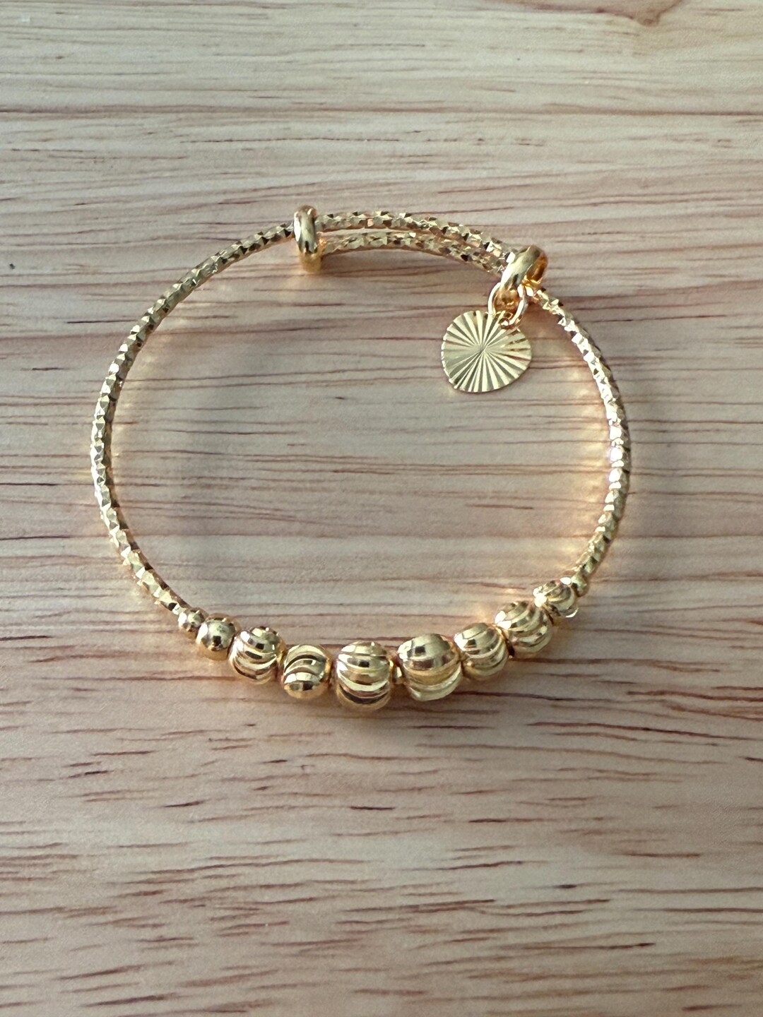 24k Gold Filled Child Bangle Girl Gold Adjustable Bangle Bracelet Kids ...
