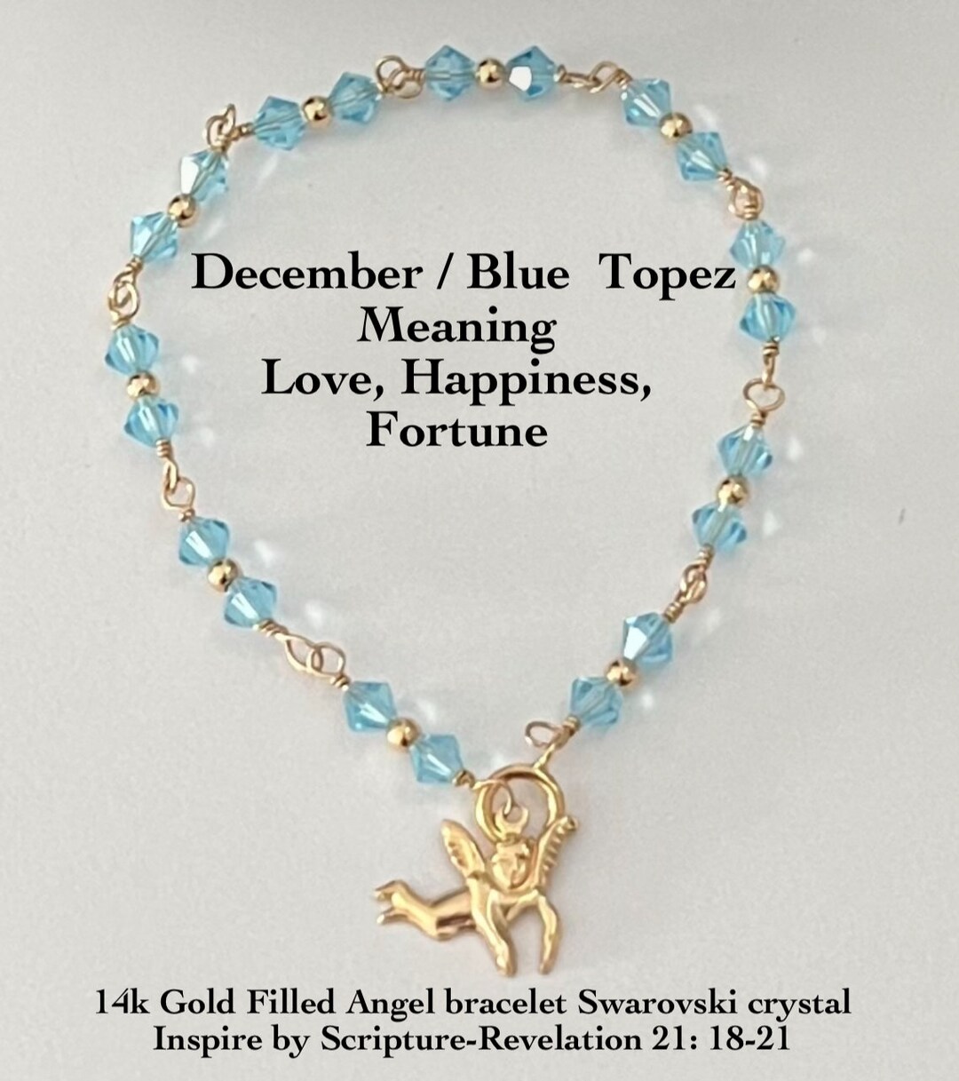 14k Gold Filled Angel December Bracelet - Etsy