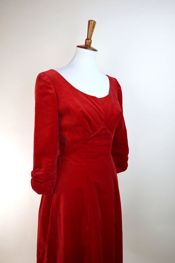 1950's Red Velvet Fit and Flare Cocktail Dress / Gorg… - Gem