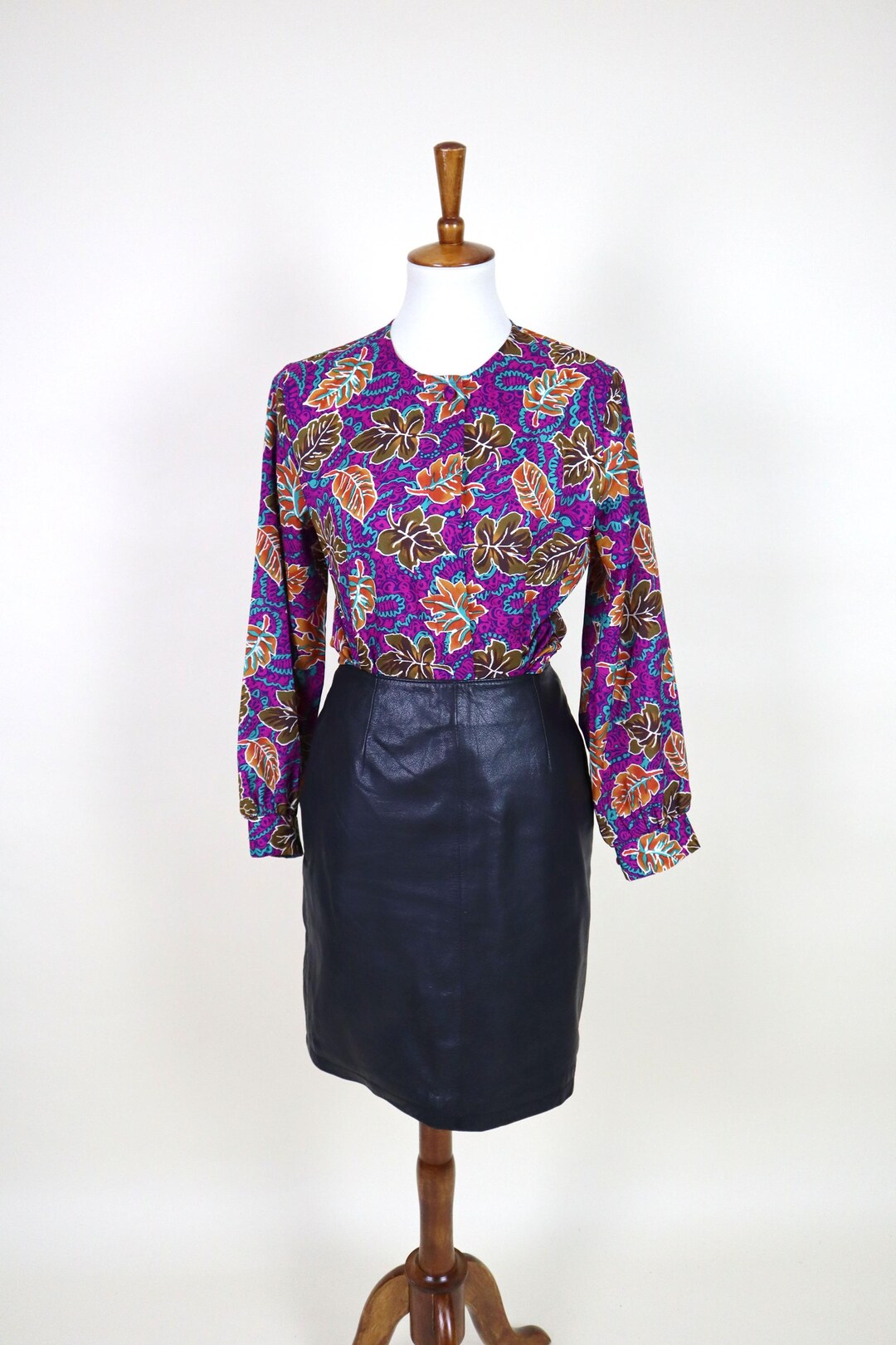 80's Tropic Print Secretary Blouse / Vintage Vibrant Bright Statement ...