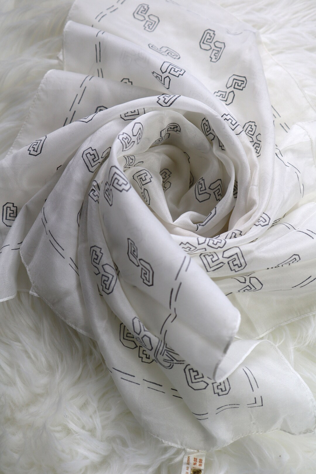 1970's Vintage White and Silver Handkerchief Scarf / - Etsy