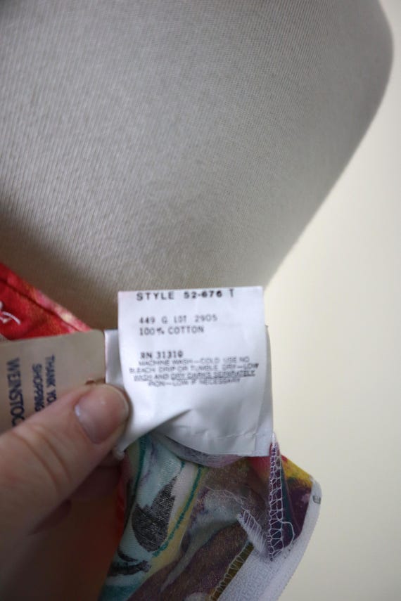 80's Pink Tulip Wiggle Mini Dress / Watercolor Flora… - Gem