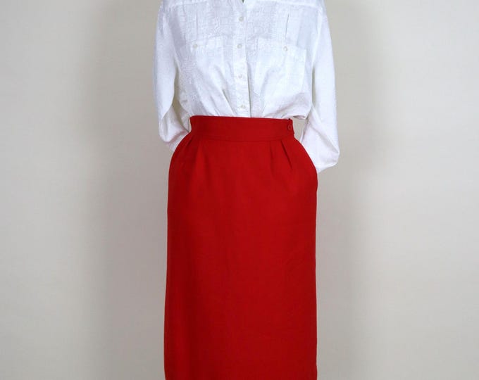 70's Wool Pendleton Secretary Skirt / Lipstick Red Pin up Bombshell ...