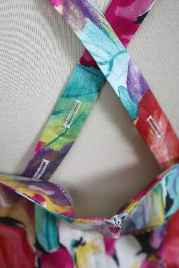 80's Pink Tulip Wiggle Mini Dress / Watercolor Flora… - Gem