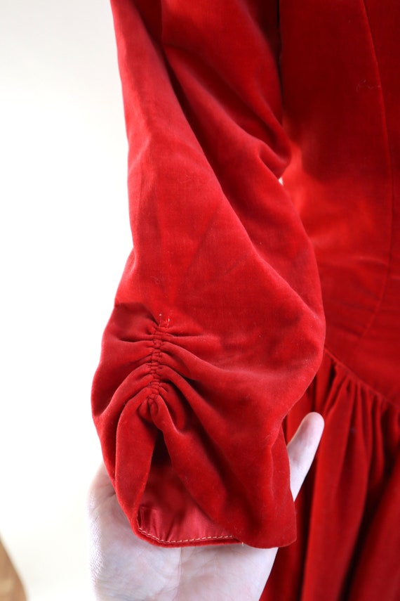 1950's Red Velvet Fit and Flare Cocktail Dress / Gorg… - Gem