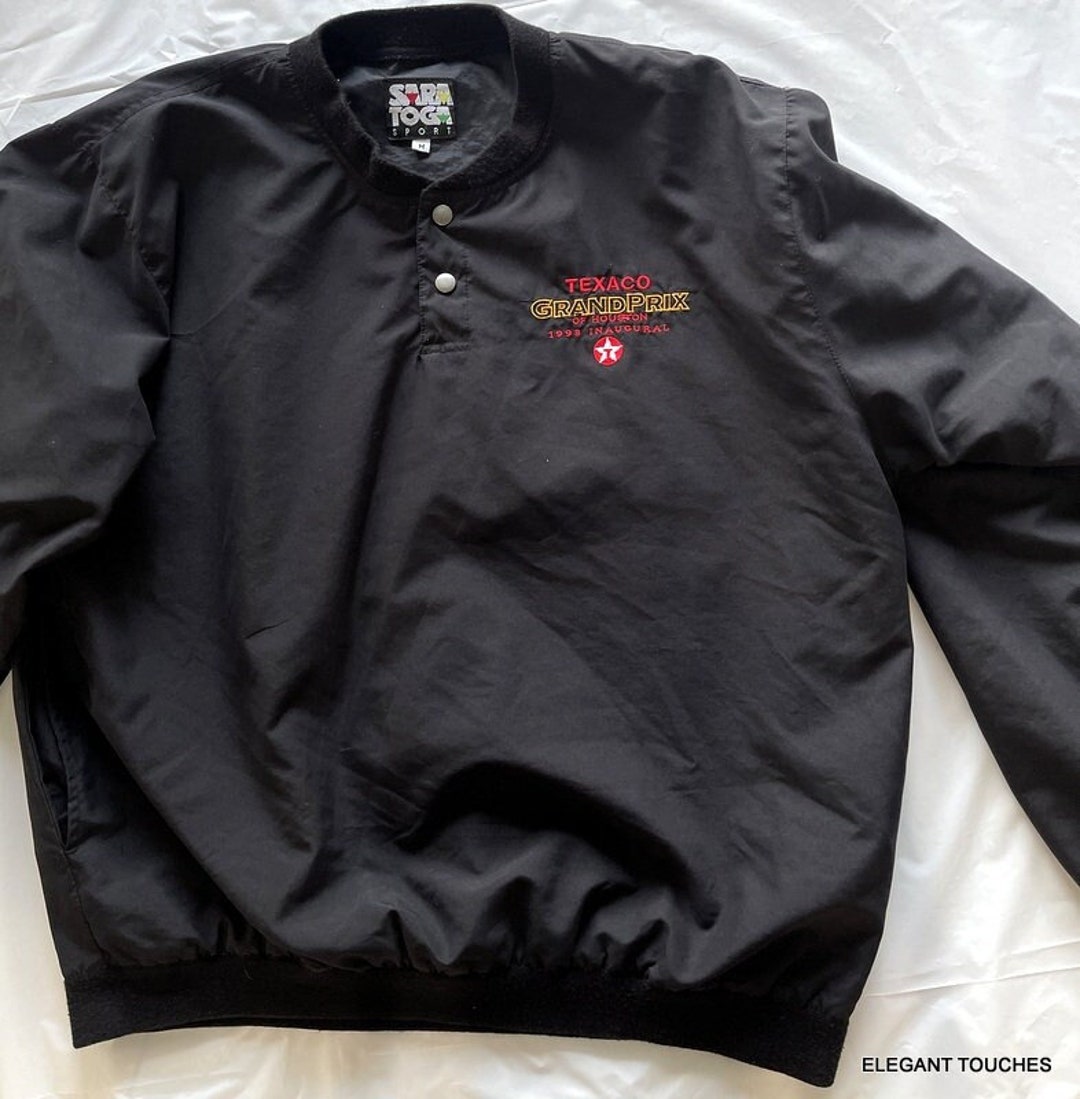 Vintage '90s Texaco Grand Prix Windbreaker Jacket Mens M Black Pullover ...