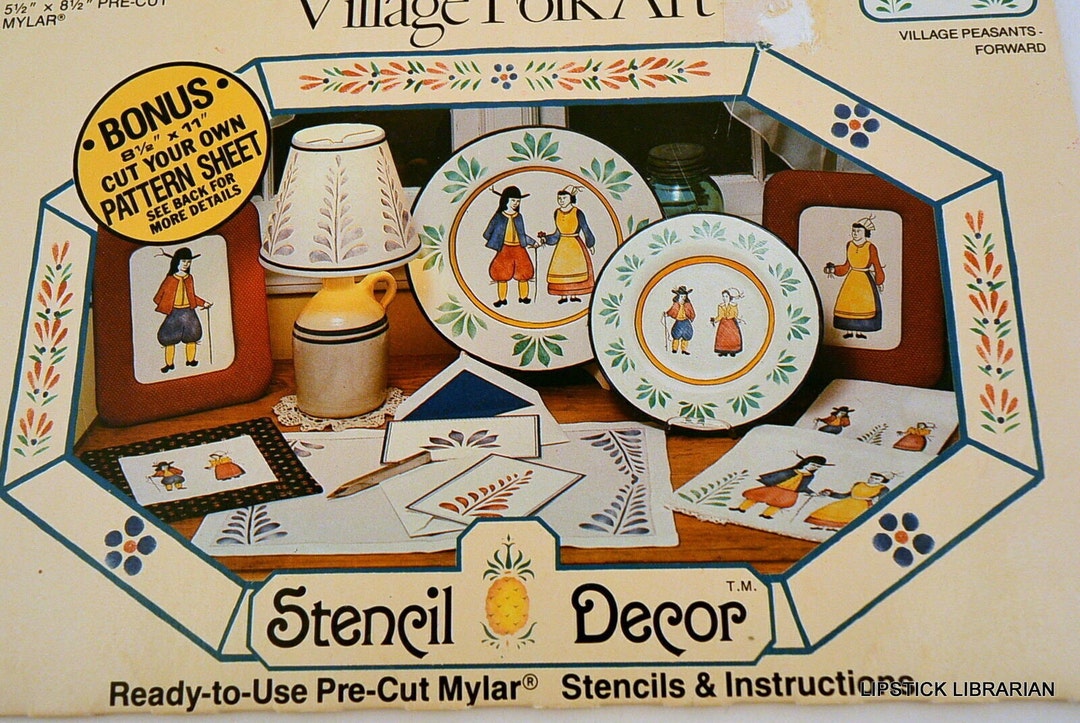 Vintage '80s Plaid Folk Art Stencil Pre-cut Mylar Sheets - Etsy