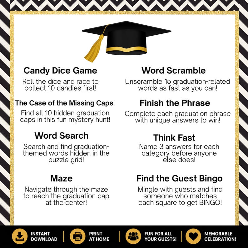 Class of 2026 Graduation Party Games Bundle, Printable Activities ...