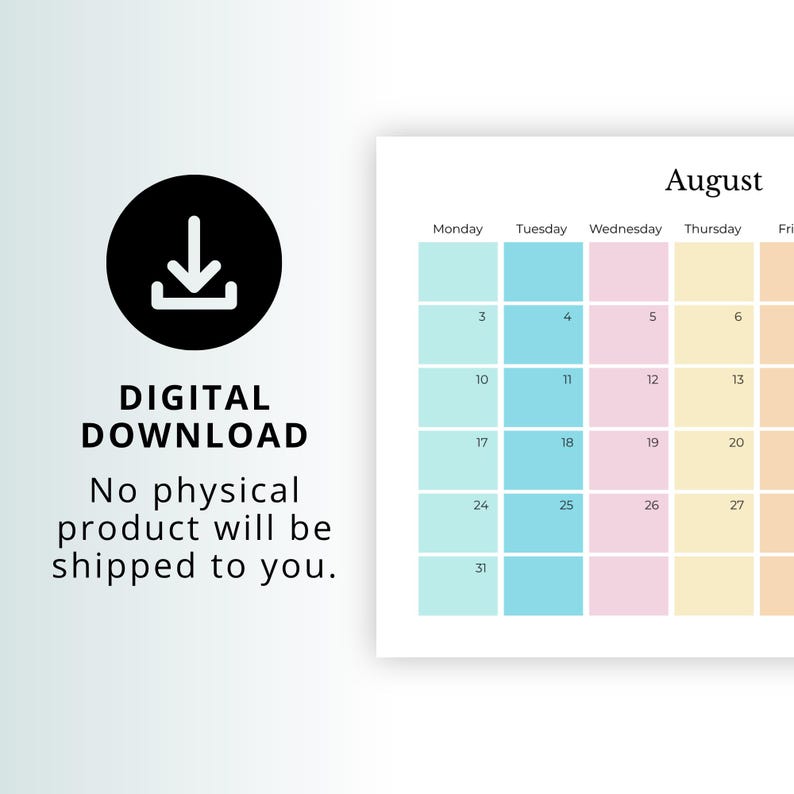 August 2026 Printable Pastel Monthly Calendar | US Letter & DIN A4 ...