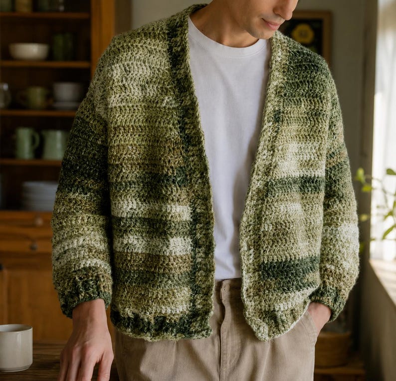 Cozy Unisex Crochet Cardigan Pattern | Easy Striped Textured Sweater ...